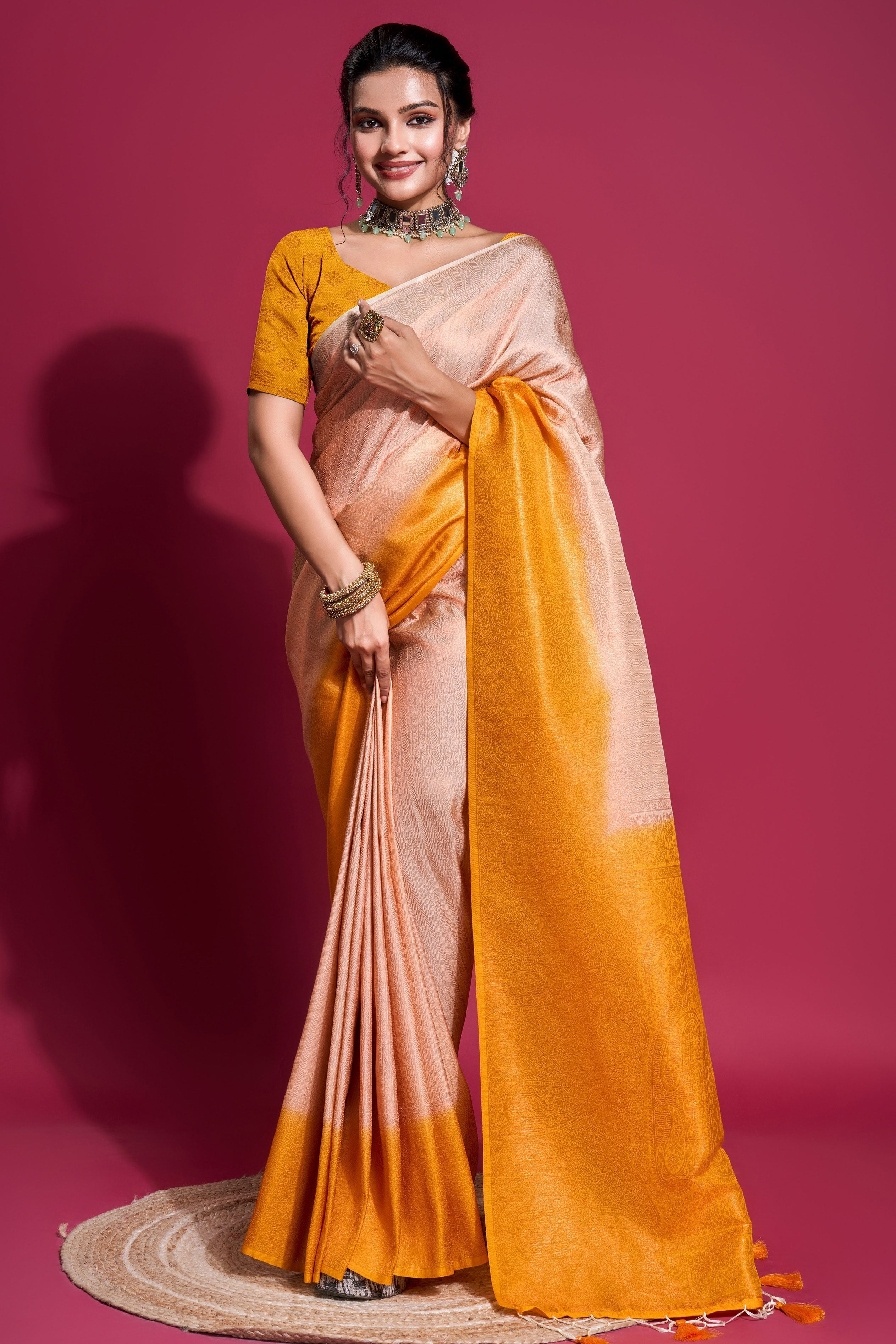 Shop for Cream Kubera Pattu Saree Online : ZB131960 | Saree Buta