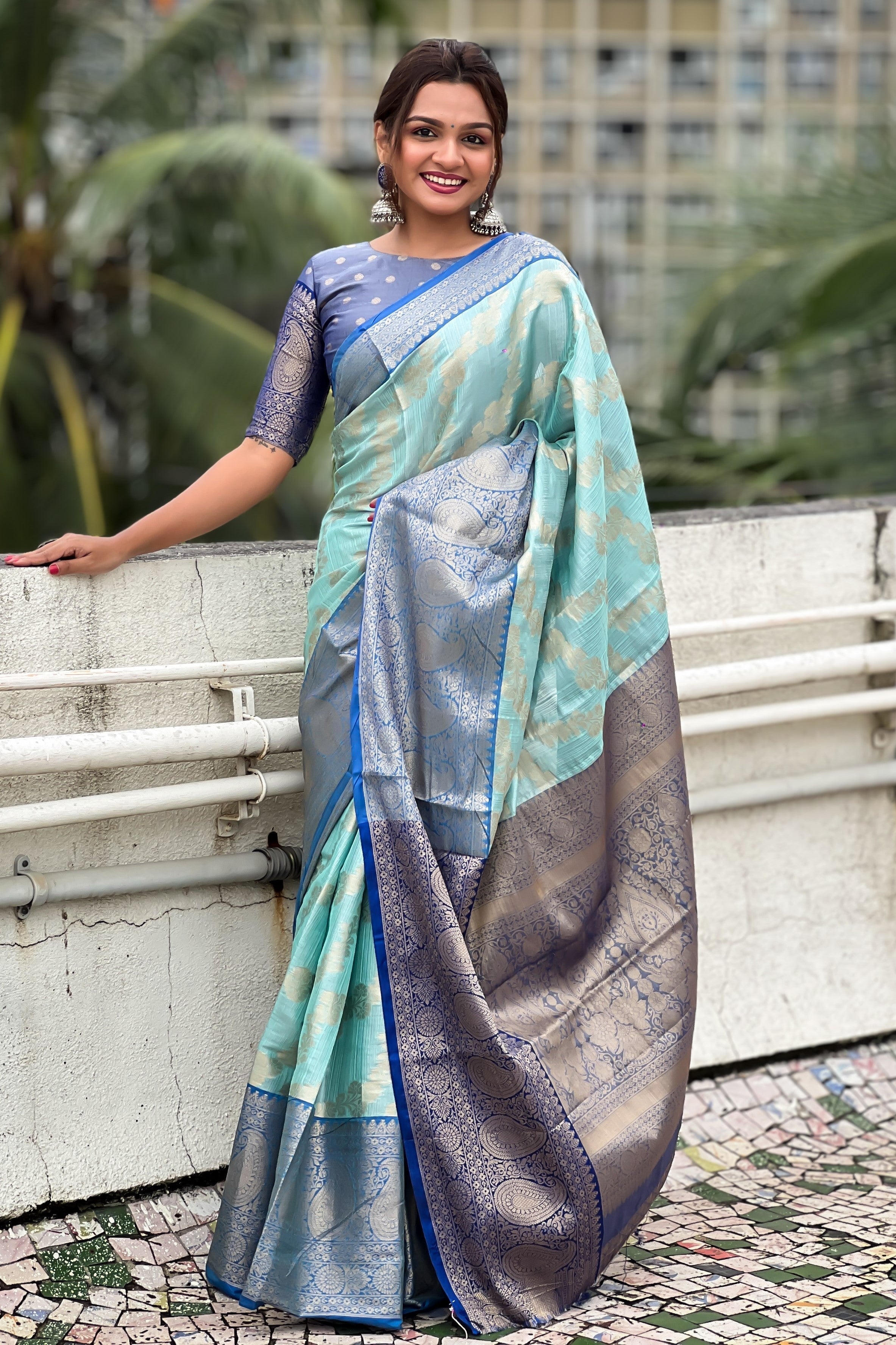 Buy Blue Woven Tissue Silk Saree Online | Saree Buta | ZB133080