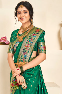 Shop for Green Silk Paithani Saree Online : ZB132399 | Saree Buta