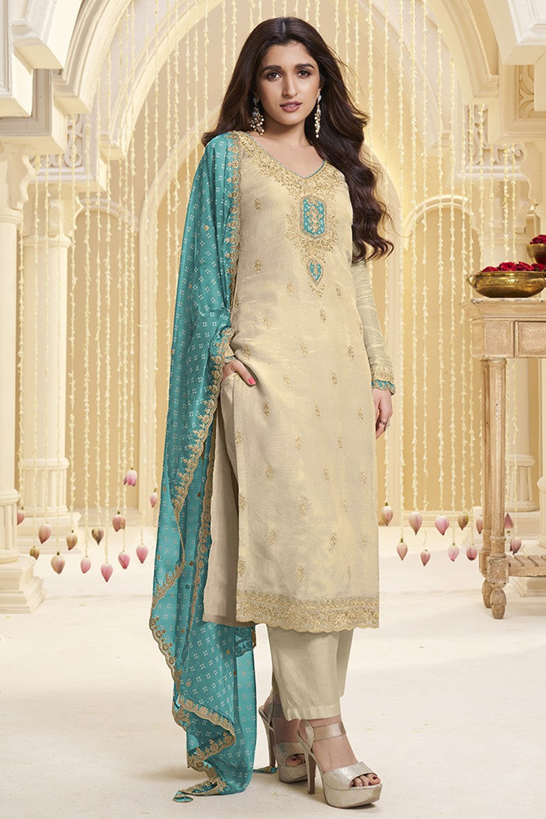 Buy Off White Tissue Salwar Suit ss300 | Saree Buta