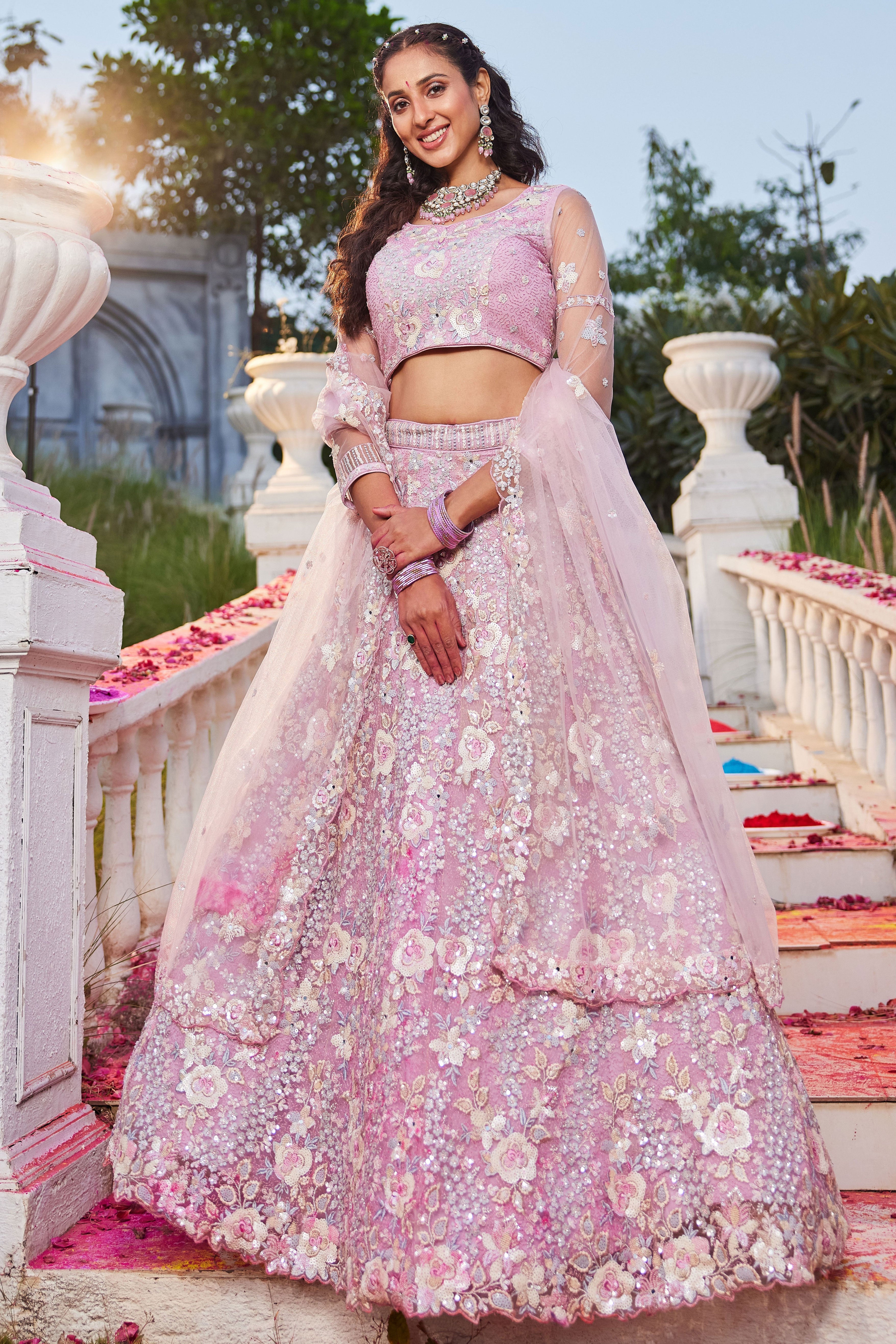 Buy Pink Embroidery Net Lehenga lc208 | Saree Buta
