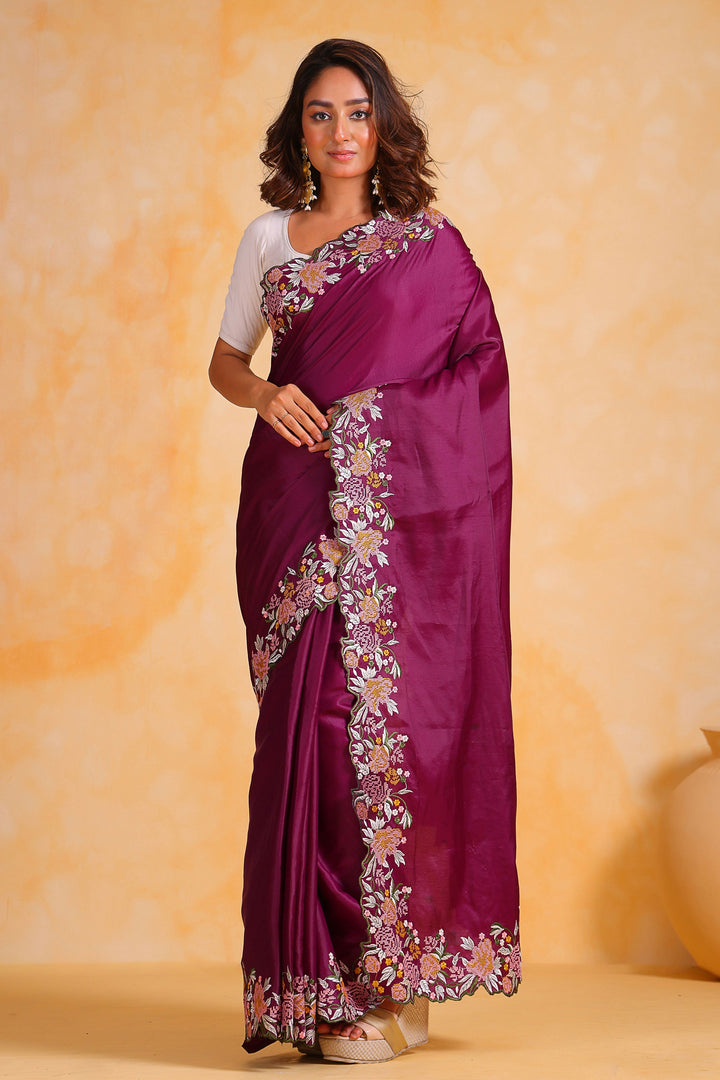 Wine Colour Sarees Online | Wine Color Saree Collection - Saree Buta